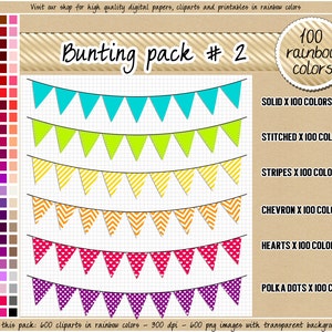 SALE 600 Triangle Bunting Clipart Flag Clipart Rainbow Banner Clipart ...
