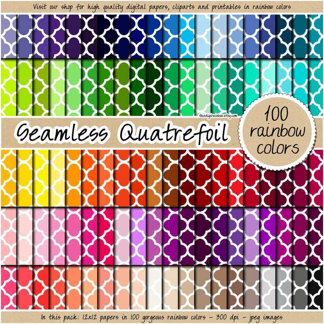 100 SEAMLESS Quatrefoil Digital Paper Mosaic Pattern Printable ...