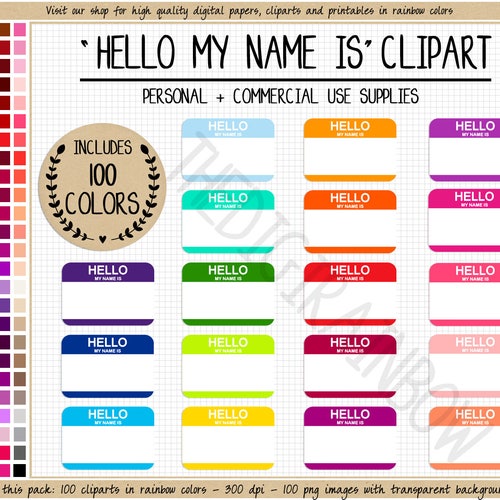 SALE 100 Hello My Name is Printable Tags Hello My Name is - Etsy