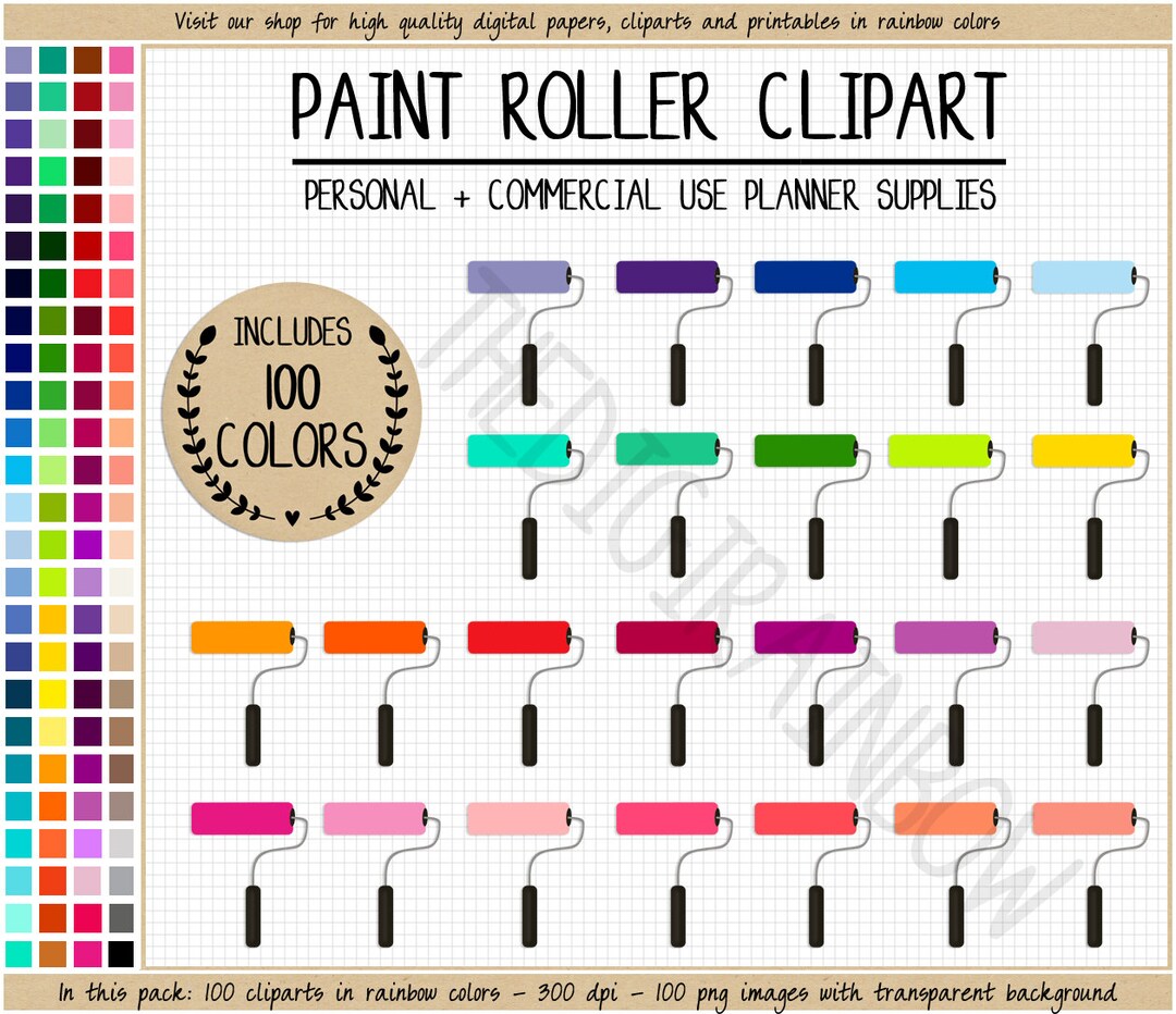SALE 100 PAINT BRUSH Clipart Paint Brush Stickers Rainbow Paint ...
