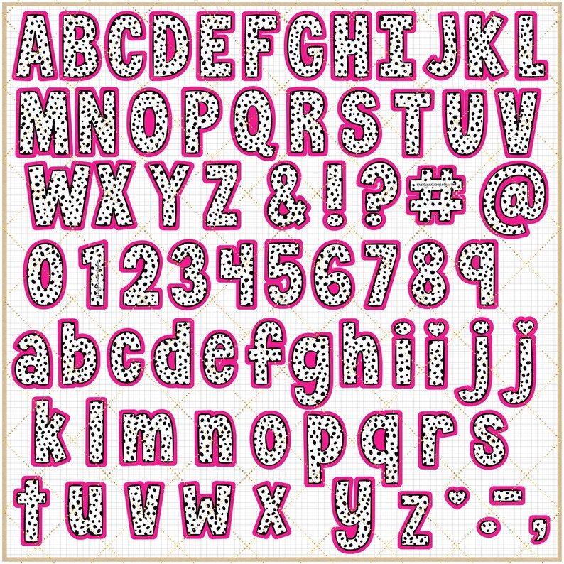 Dalmatian Dot PNG Alphabet Bundle Bright Color Letters Back to School ...