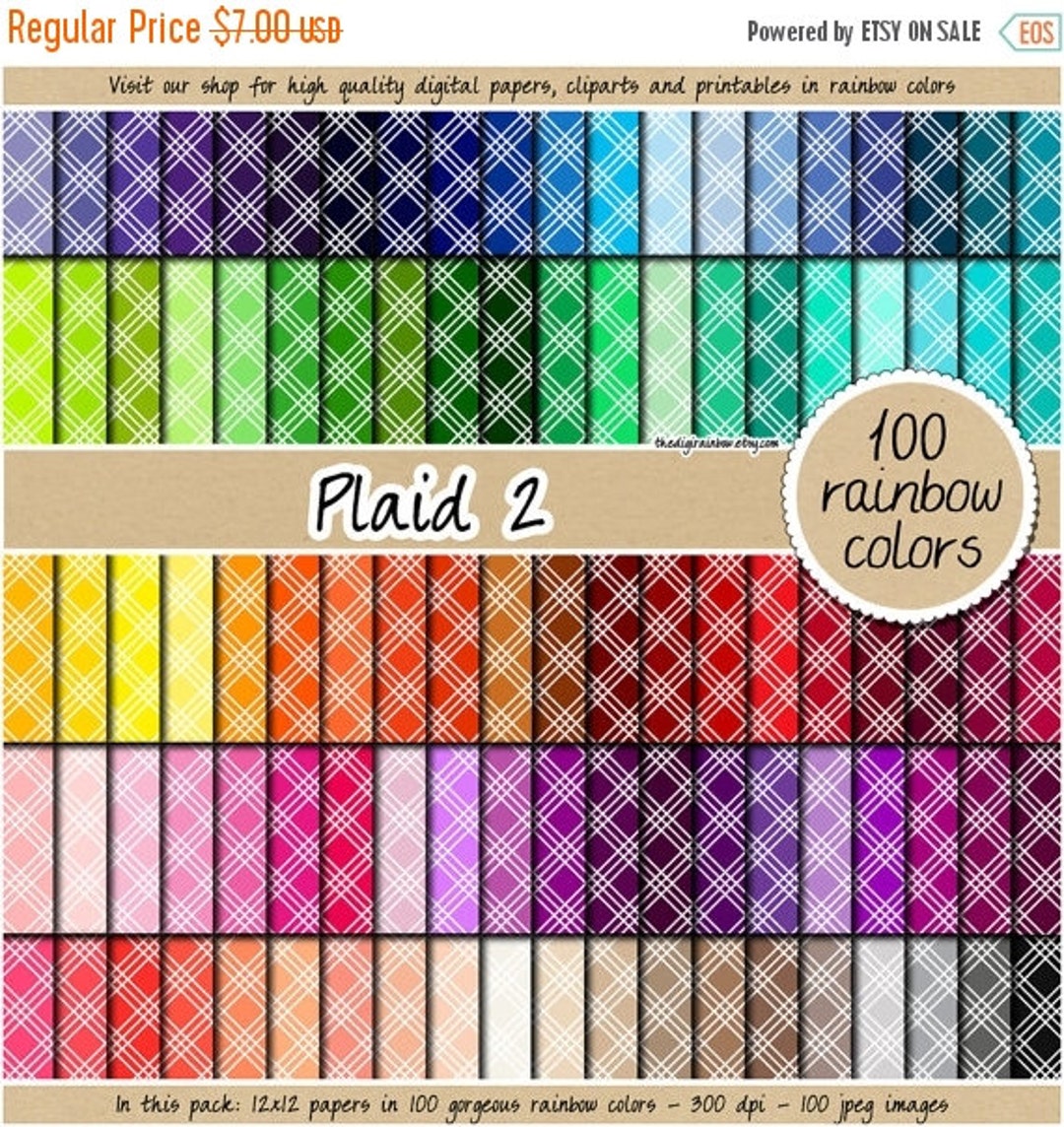 100 Plaid Digital Paper Rainbow Plaid Pattern Plaid Kitchen Print ...