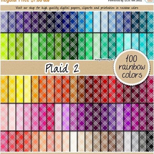 100 Plaid Digital Paper Rainbow Plaid Pattern Plaid Kitchen - Etsy