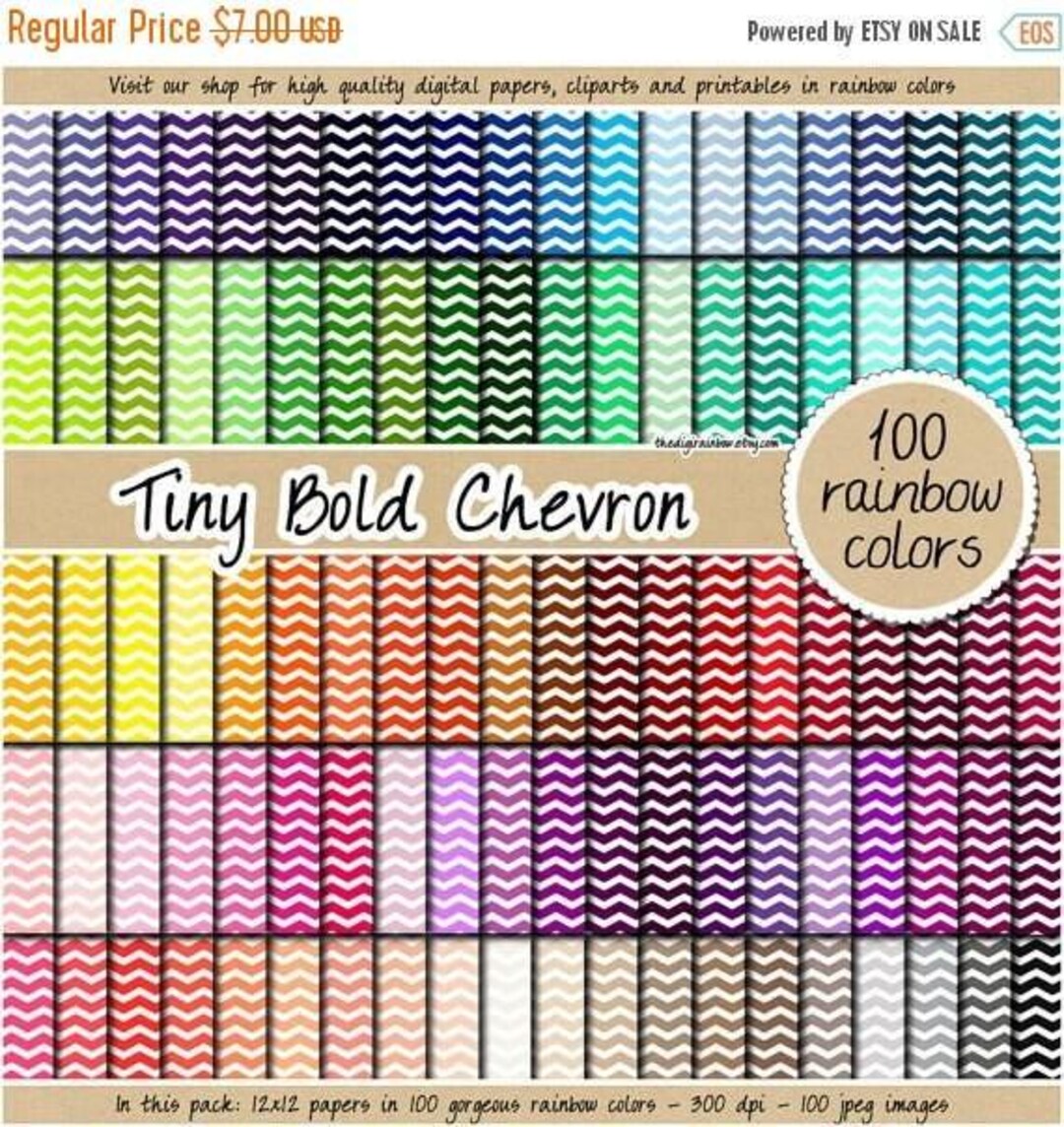 100 Tiny Chevron Digital Paper Chevron Background Rainbow Digital Paper ...