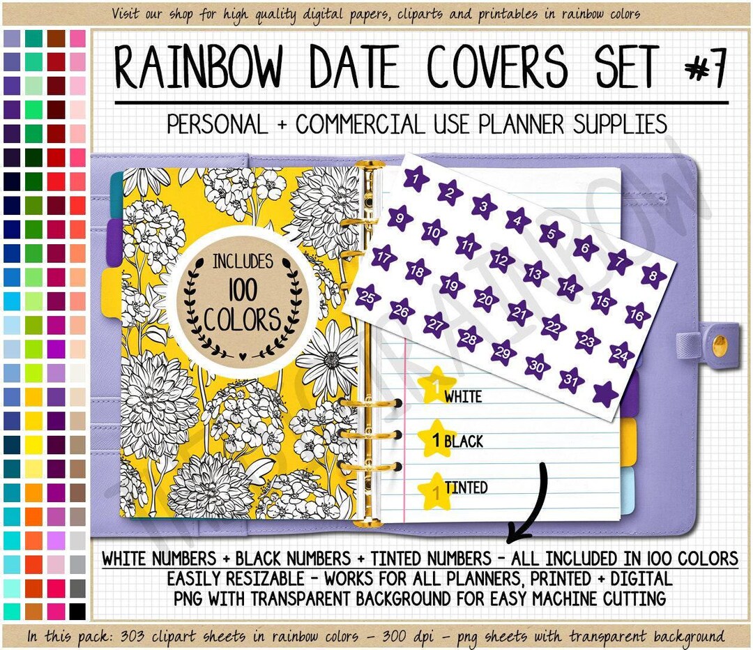 BUNDLE 300 Star Date Cover Stickers Star Clipart Printable Date Dot ...