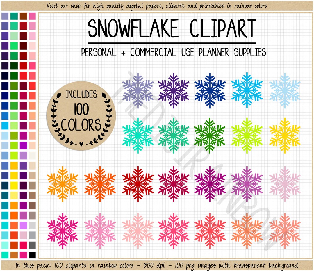 SALE 100 SNOWFLAKE Clipart Snowflake Stickers Christmas Clipart Winter ...