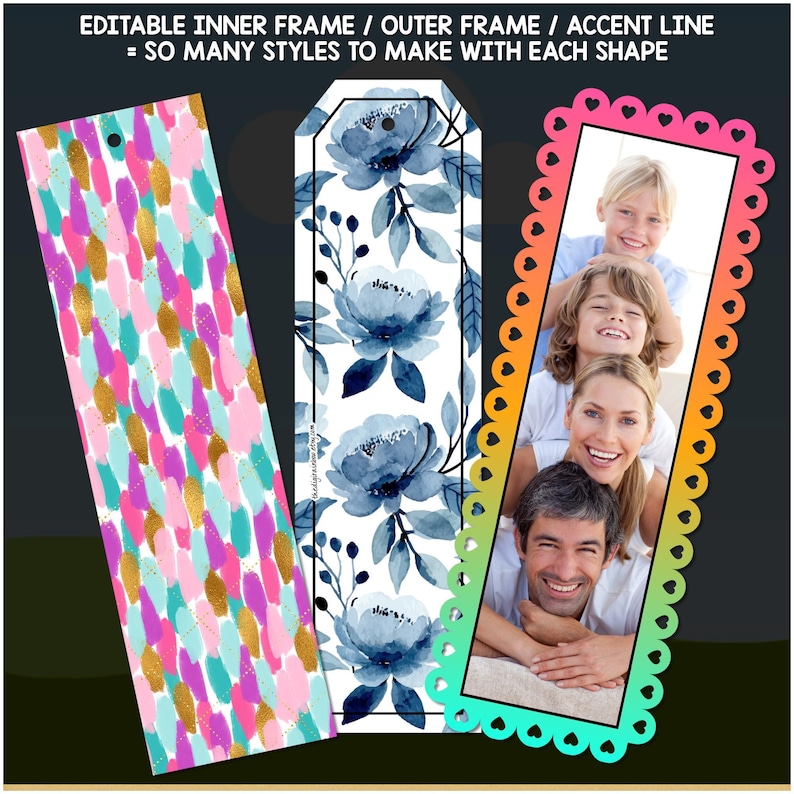 CANVA Bookmark Template, Drag and Drop Editable CANVA Frame Bundle ...