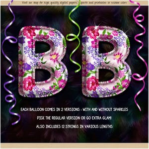 PINK FLORAL Foil Balloon Alphabet Clipart Garden Party Balloon Font ...