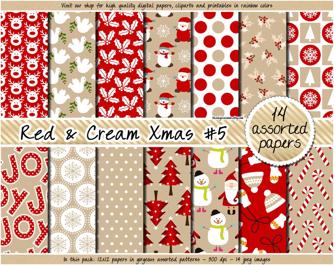 SALE Christmas Digital Paper Christmas Printable Paper Kraft Christmas ...