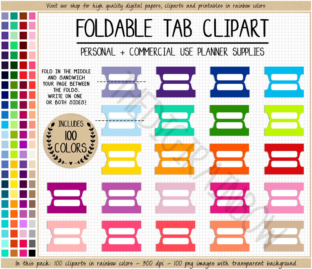 SALE 100 Printable Blank TAB Double Sided Divider Sticker Rainbow ...