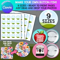 Button Pin Template Bundle: 8 Sizes, Canva & SVG (digital Download ...