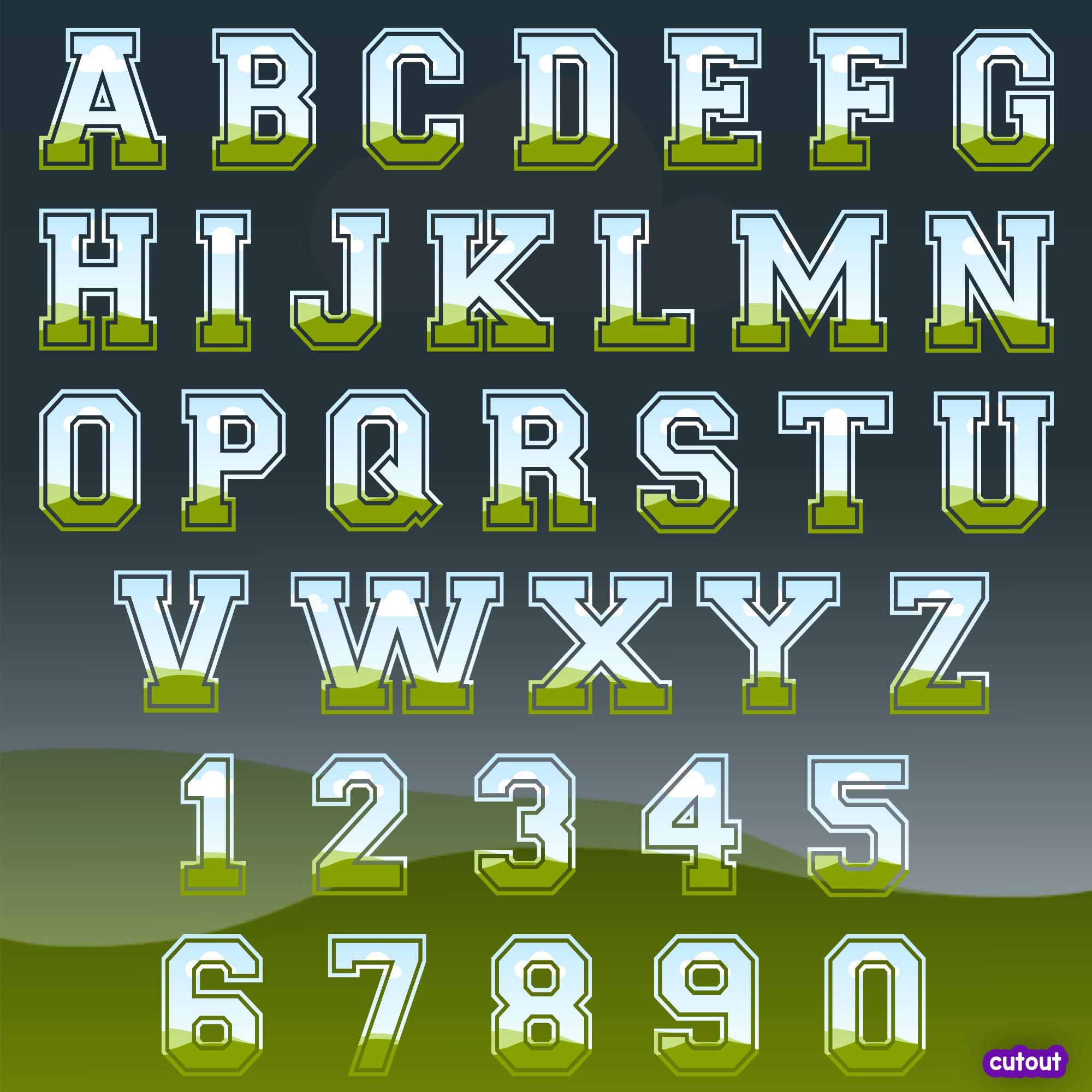 Varsity Alphabet Bundle, Editable CANVA Letters College Football Font ...
