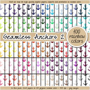 100 Seamless Nautical Digital Paper Anchor Pattern Marine Background ...