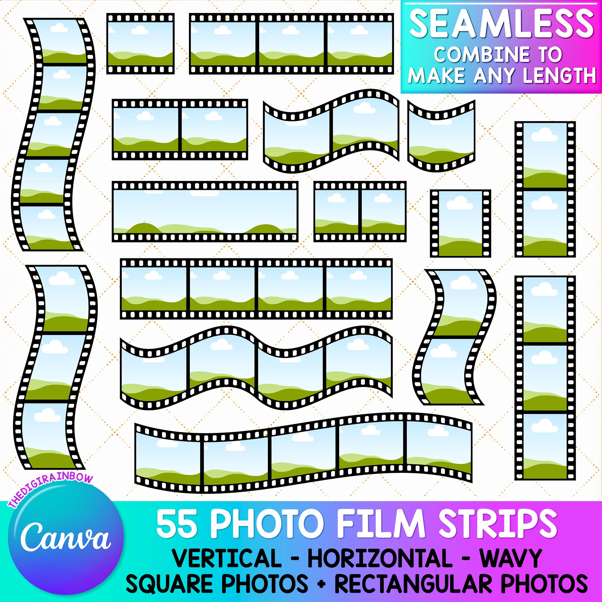 Editable Photo Film Strip Canva Frames, Photo Collage Template, Retro ...