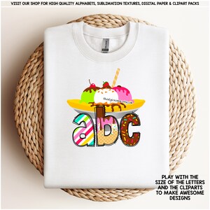 Ice Cream Doodle Alphabet PNG Bundle Summer Sublimation Popsicle ...