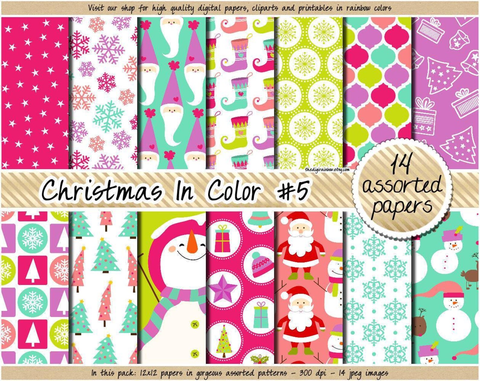 SALE Christmas Digital Paper Holiday Digital Paper Snowman Snowflake ...