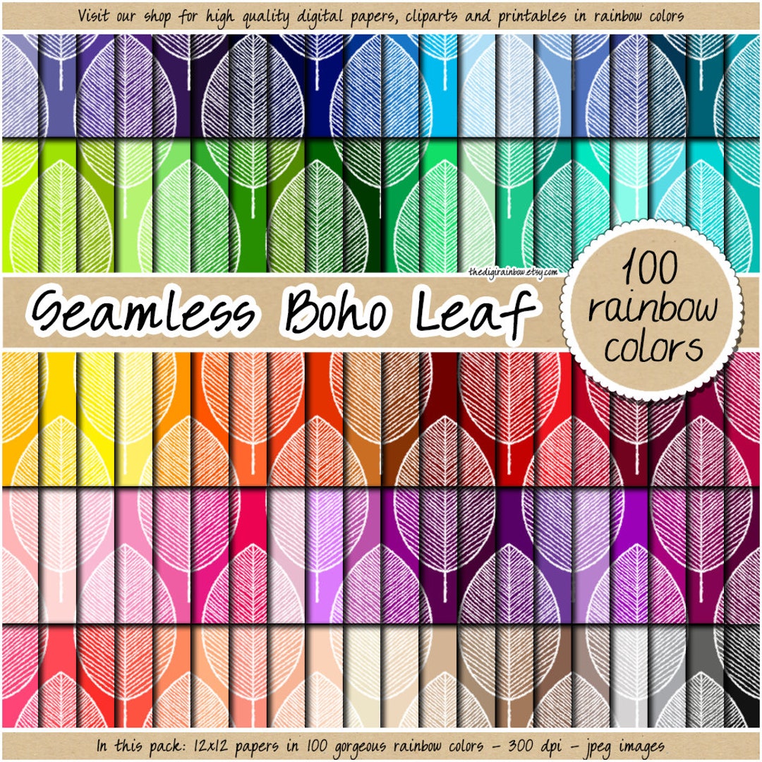 100 SEAMLESS Boho Digital Paper Leaf Pattern Nature Clipart - Etsy