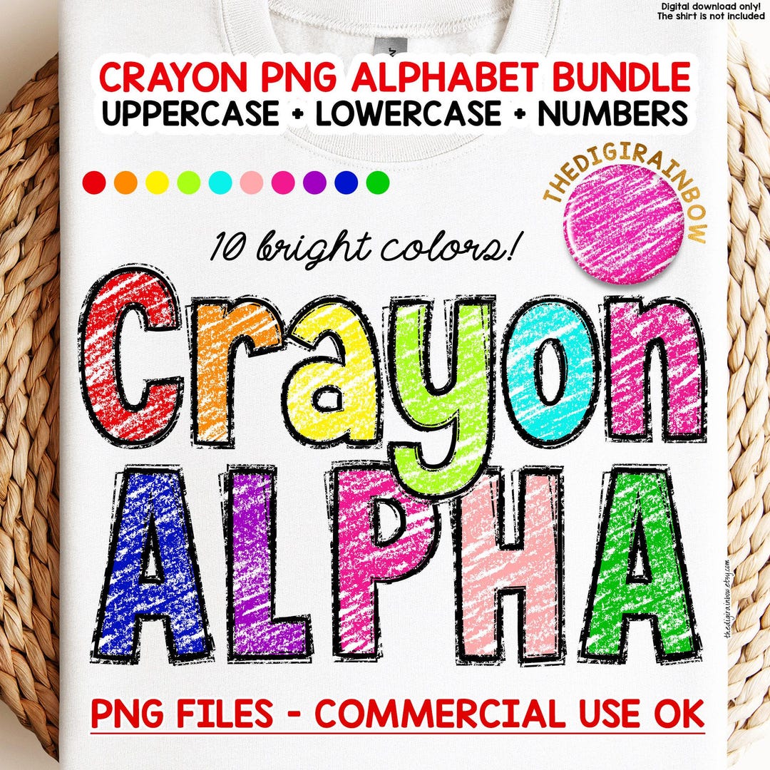 Crayon Alphabet PNG Doodle Letters Kids Scribble Sublimation Font ...