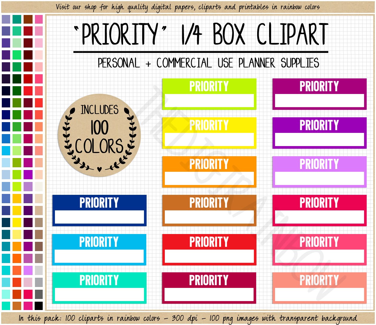 SALE 100 PRIORITY planner stickers quarter box printable | Etsy