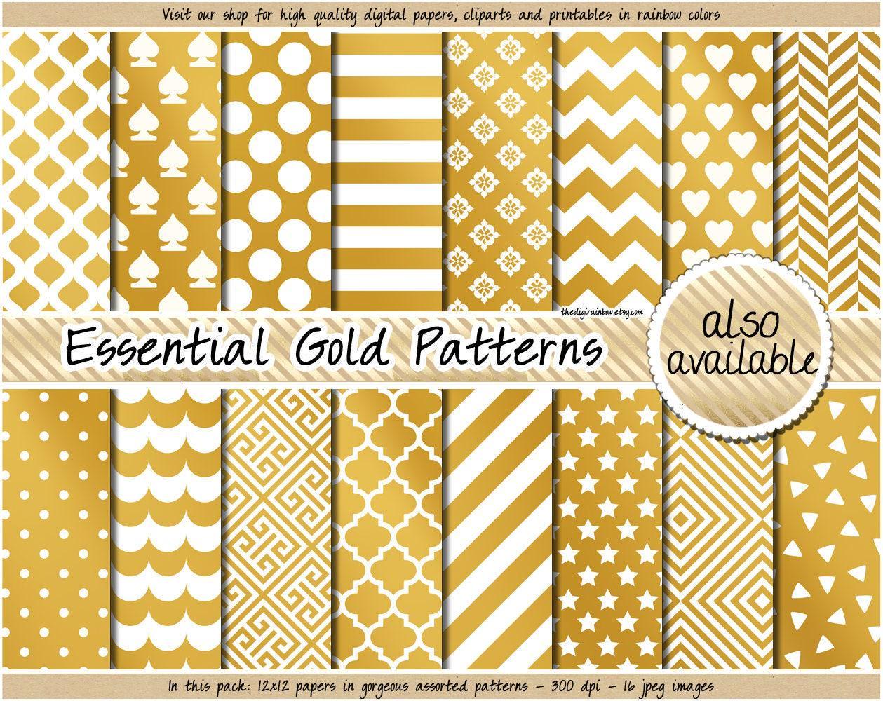 SALE Gold Digital Paper Tribal Digital Paper Gold Foil Print Gold Ikat ...