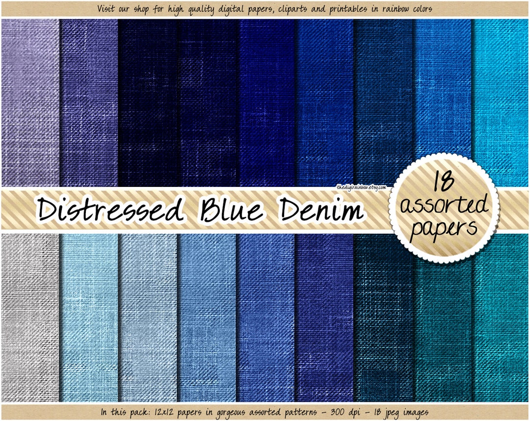 Seamless Denim Digital Paper Blue Jeans Scrapbooking Paper Dark Wash ...
