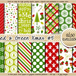 SALE Christmas Digital Paper Red and Green Christmas Digital Paper ...