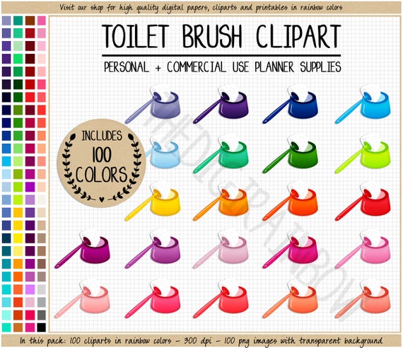 SALE 100 TOILET BRUSH Clipart Bathroom Clipart House Chores | Etsy
