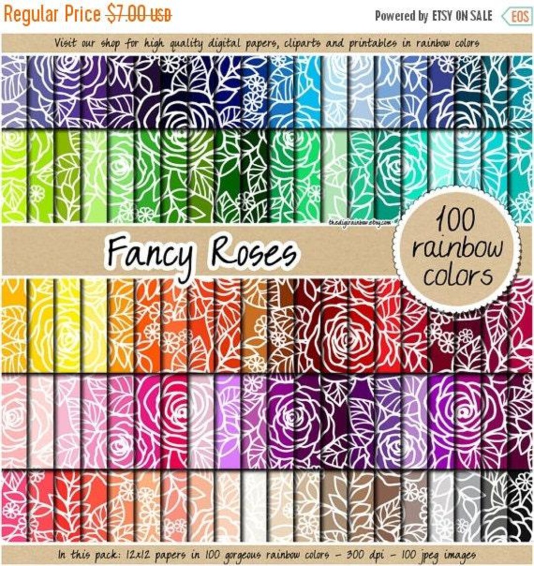 100 SEAMLESS Rose Digital Paper Rose Clipart Wedding Digital Paper ...