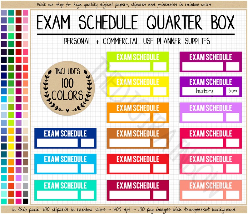 SALE 100 EXAM SCHEDULE Stickers Rainbow School Sticker College - Etsy