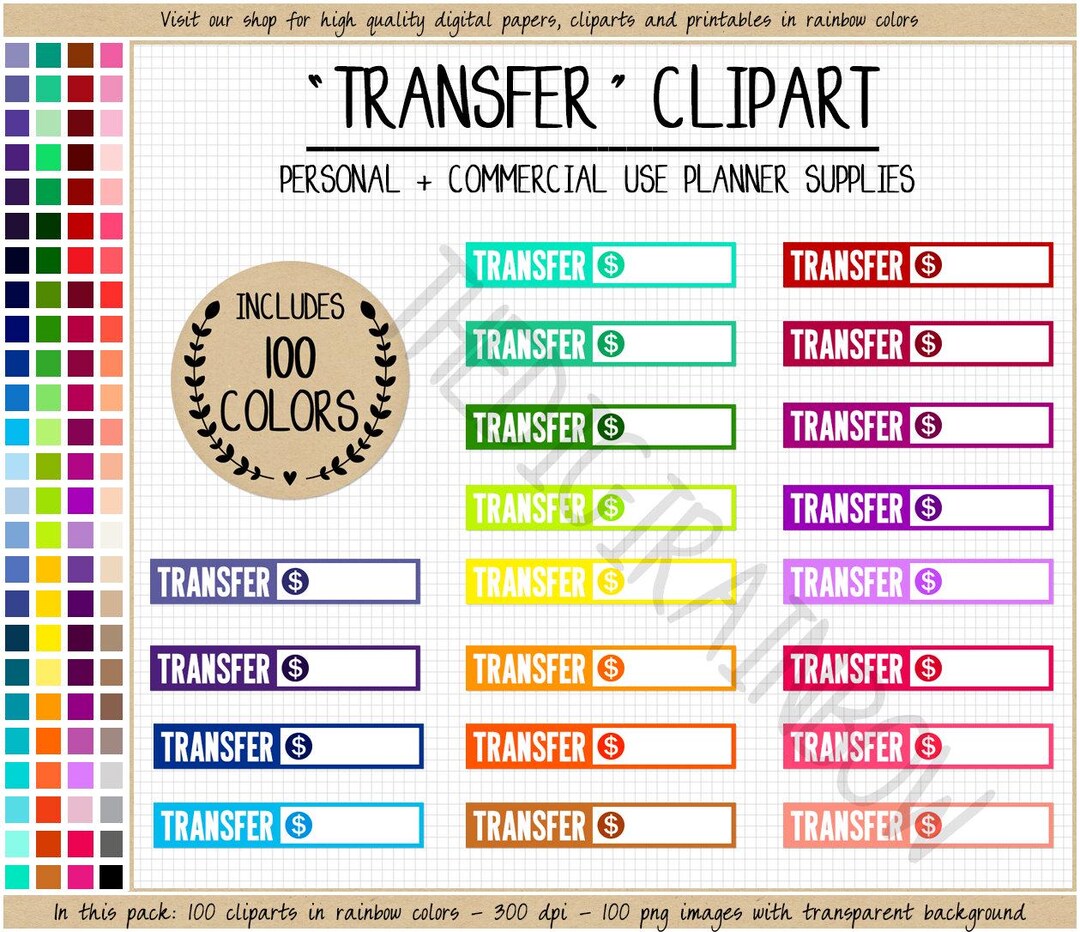 SALE 100 TRANSFER Digital Sticker Money Spent Tracker Finances Clipart ...