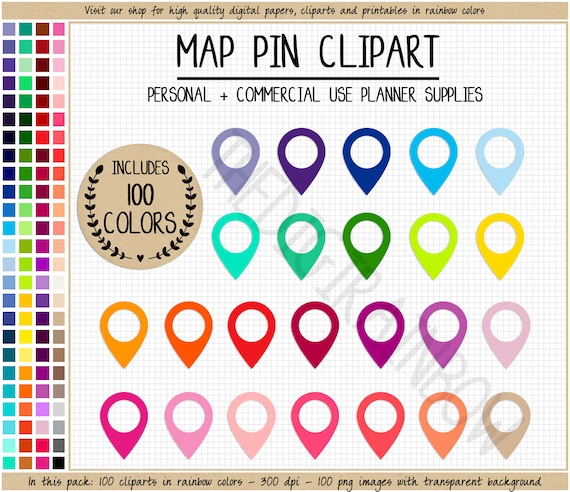 SALE 100 MAP PIN Clipart Location Pin Sticker Road Trip | Etsy