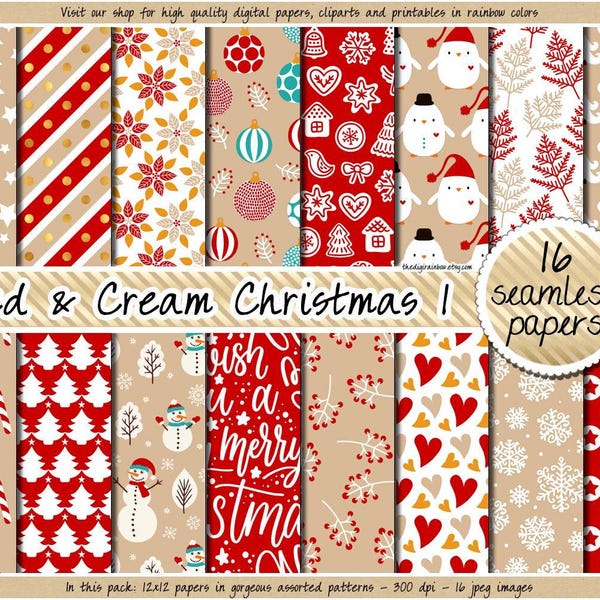 Christmas Digital Paper - Etsy