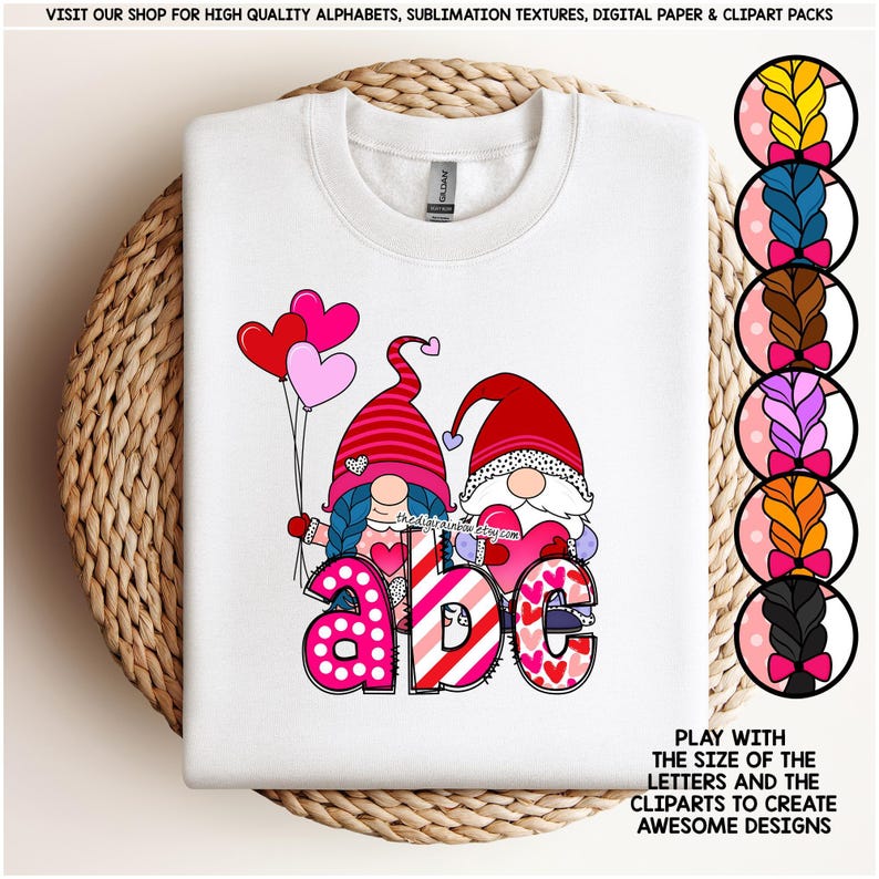 Valentine's Day Doodle Alphabet Pink Gnome PNG Letters Cute Girly Font ...
