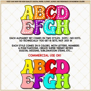 Groovy Dot Alphabet PNG Bundle Colorful Retro Letter Rainbow ...