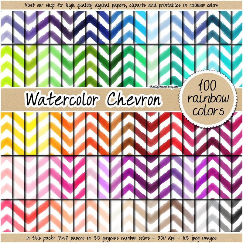 Watercolor Chevron - Etsy