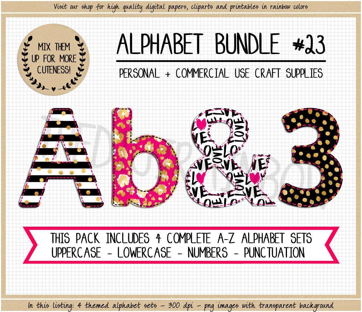 Gold Foil Alphabet Pink Leopard Alphabet Letter Gold Polka Dot Alphabet ...