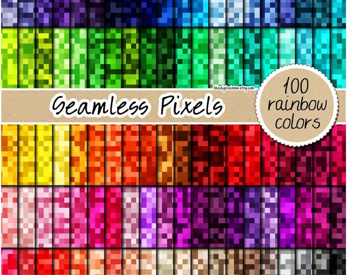SALE 100 Pixel Digital Paper Printable Minecraft Digital Paper Mosaic ...