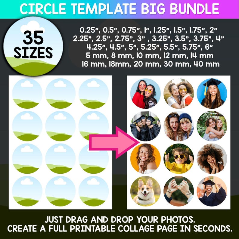Circle Template Bundle, Editable Canva Circle Template, Blank Circle ...