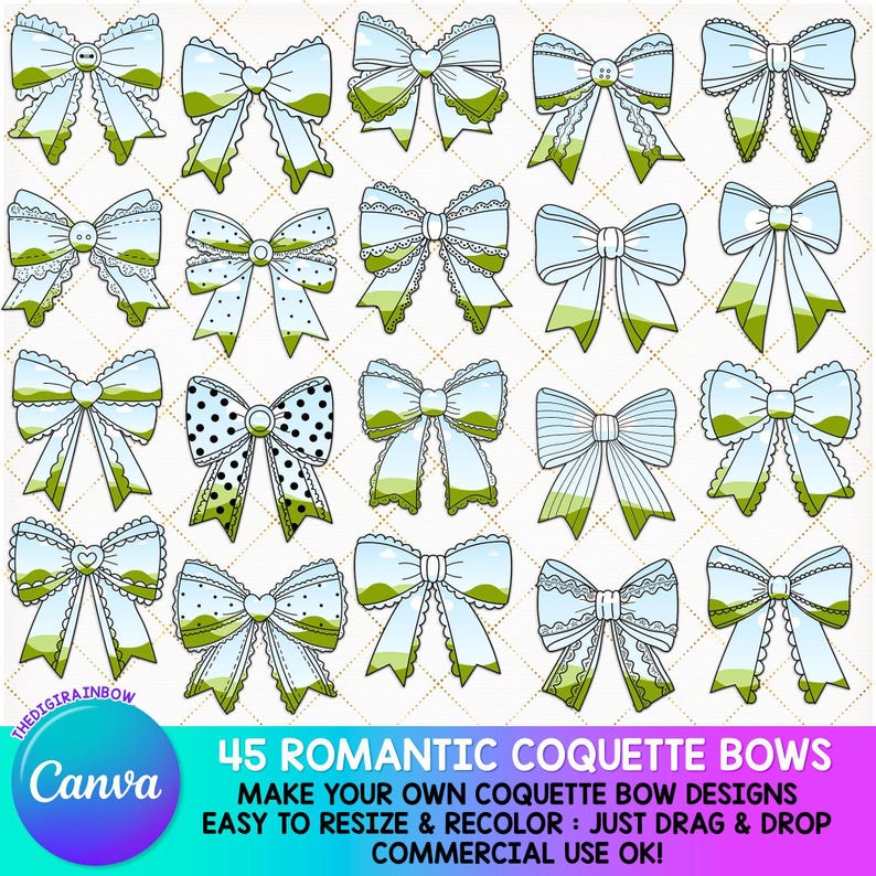 Coquette Bow Template Bundle, Editable CANVA Frames, Frilly Lace ...