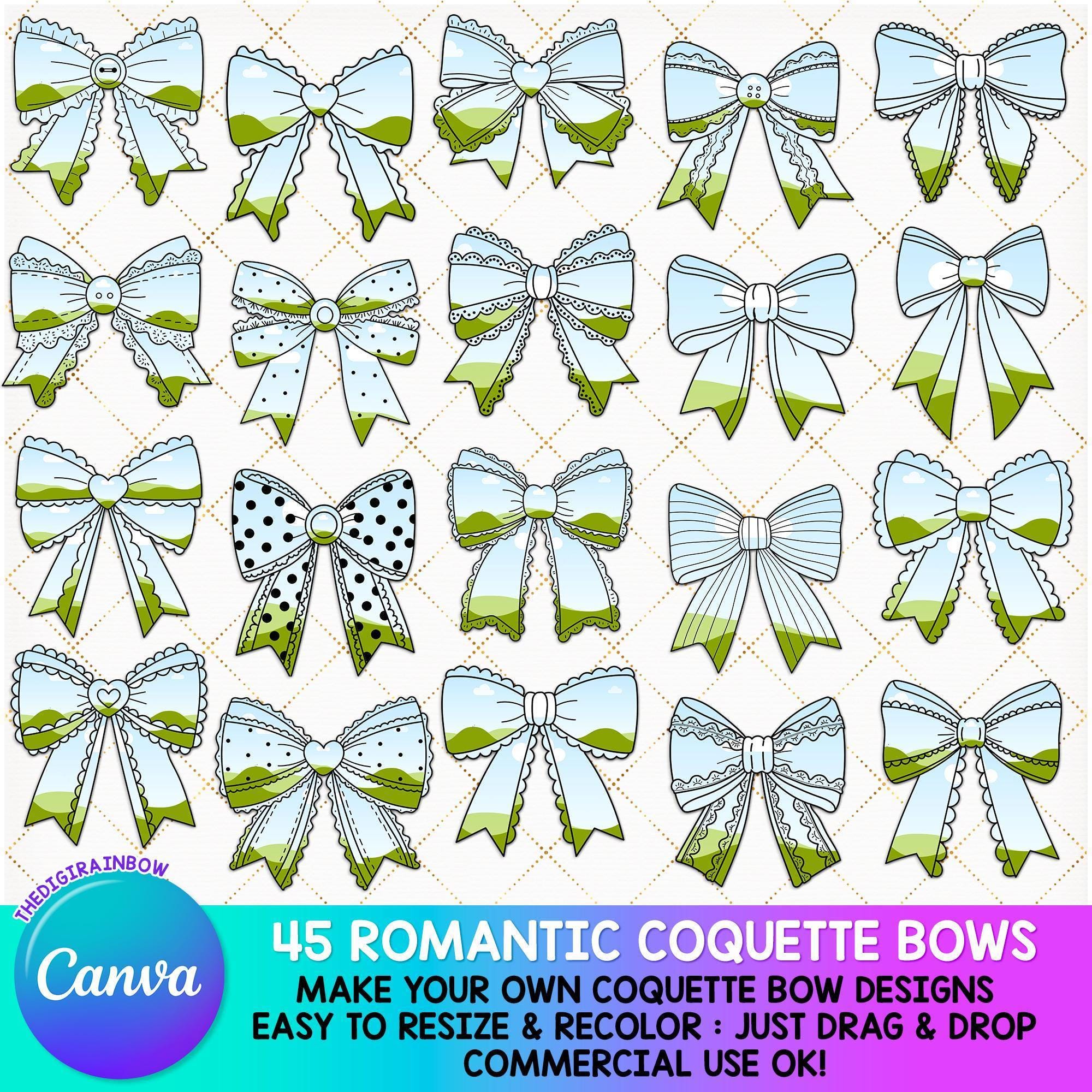 Coquette Bow Template Bundle, Editable CANVA Frames, Frilly Lace ...