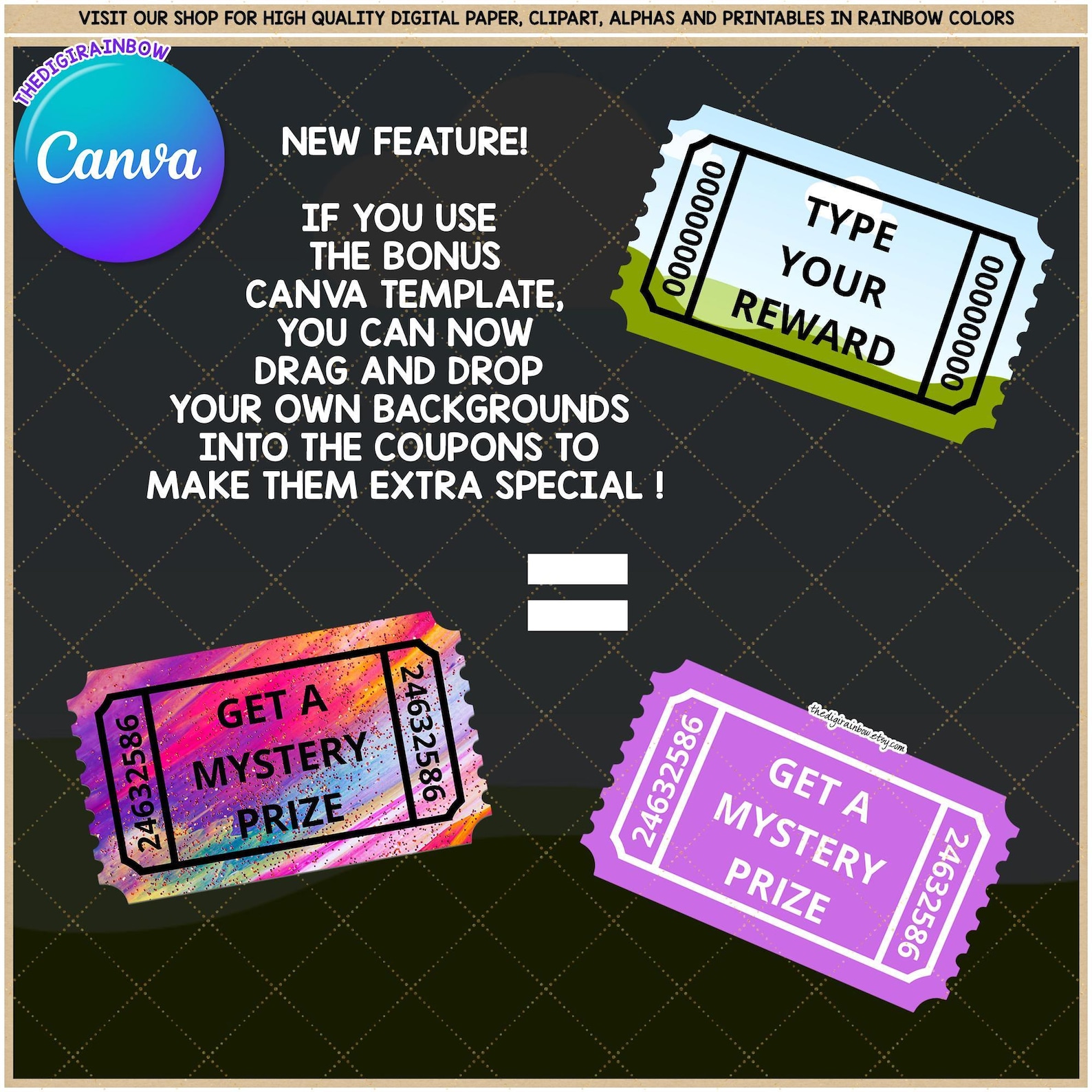 EDITABLE REWARD COUPONS Clipart Printable Reward Tickets Rainbow Blank ...