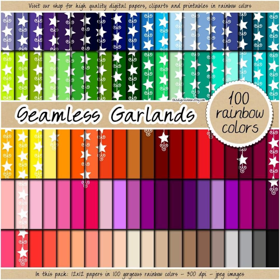 100 SEAMLESS Christmas Digital Paper White Star Pattern Garland Clipart ...