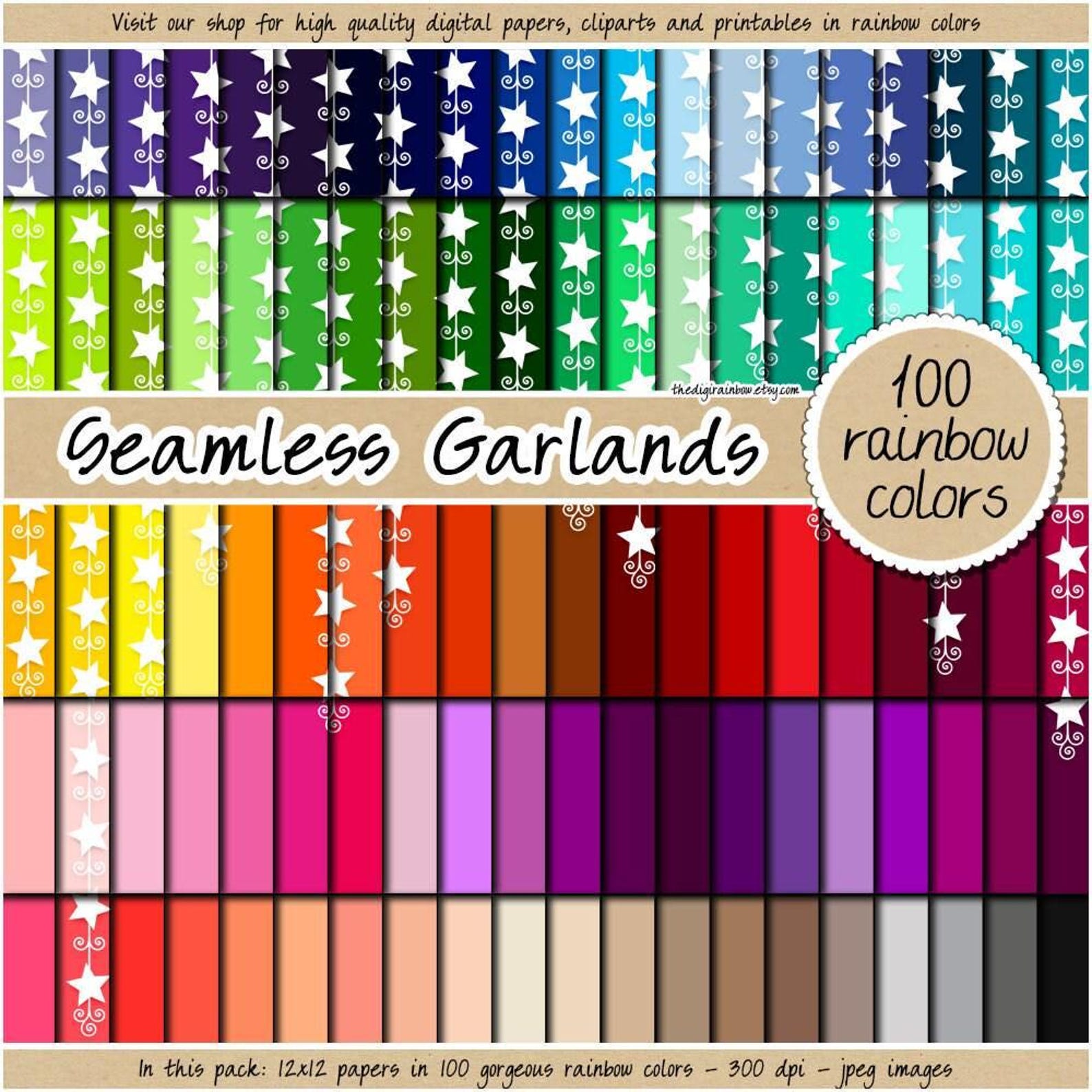 100 SEAMLESS Christmas Digital Paper White Star Pattern Garland Clipart ...