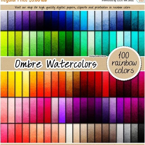 SALE 100 Ombre Watercolor Digital Paper Brush Painted Digital - Etsy