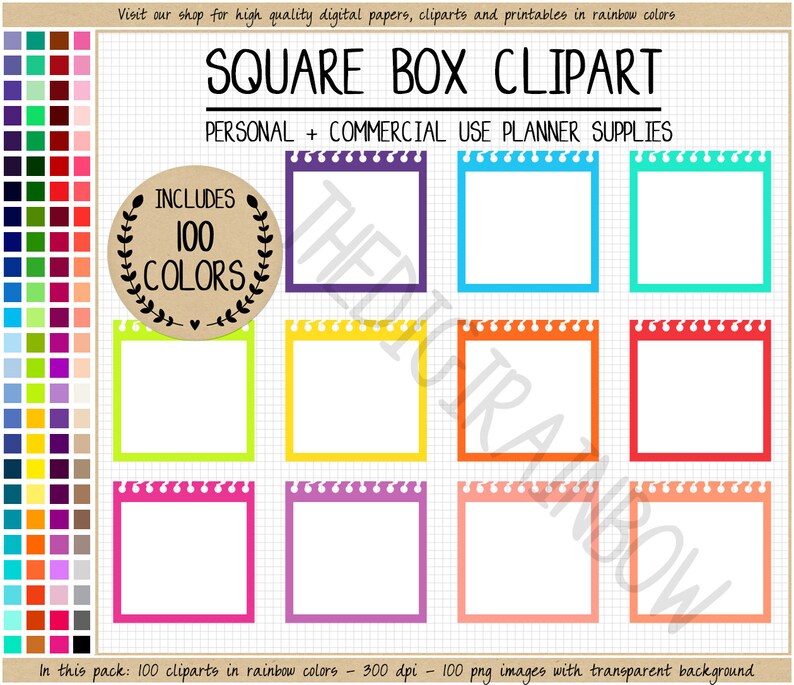 SALE 100 RIPPED PAGE Box Clipart Blank Square Stickers - Etsy