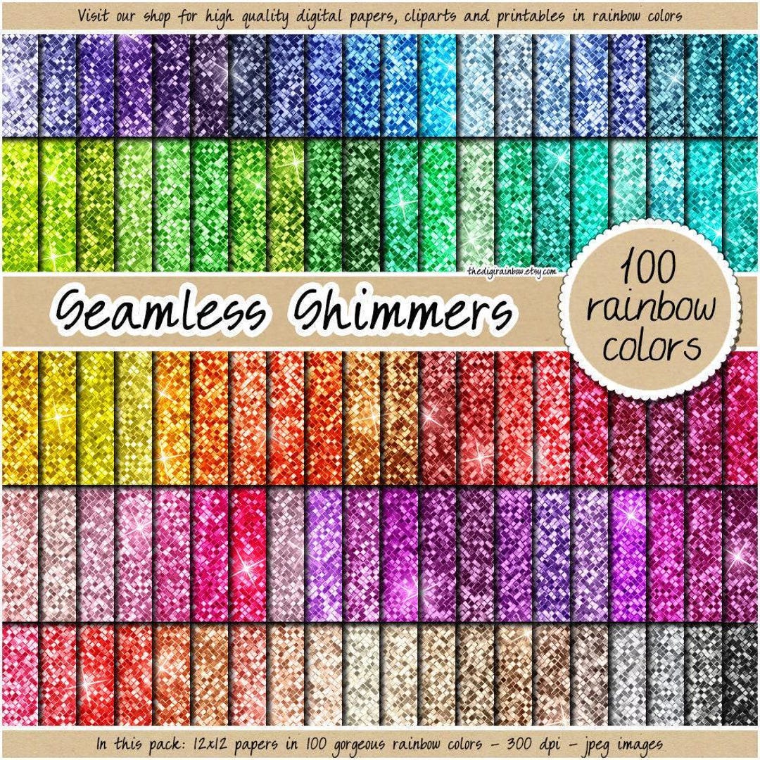 100 SEAMLESS Disco Sequin Digital Paper Rainbow Luxury Shimmer Pattern ...