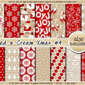 SALE Christmas Digital Paper Red Christmas Digital Paper Holiday ...