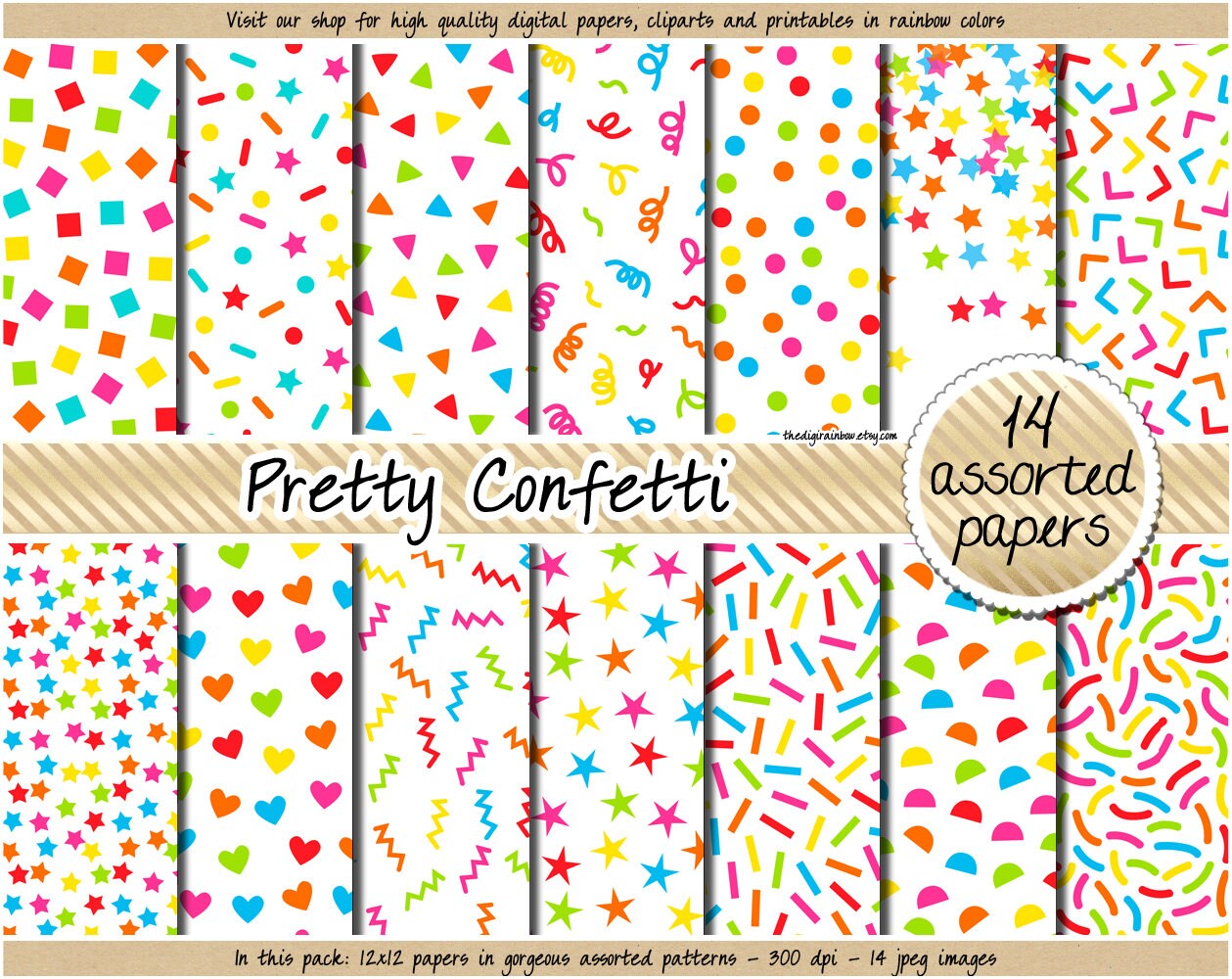 SALE Confetti Digital Paper Party Digital Paper Printable - Etsy