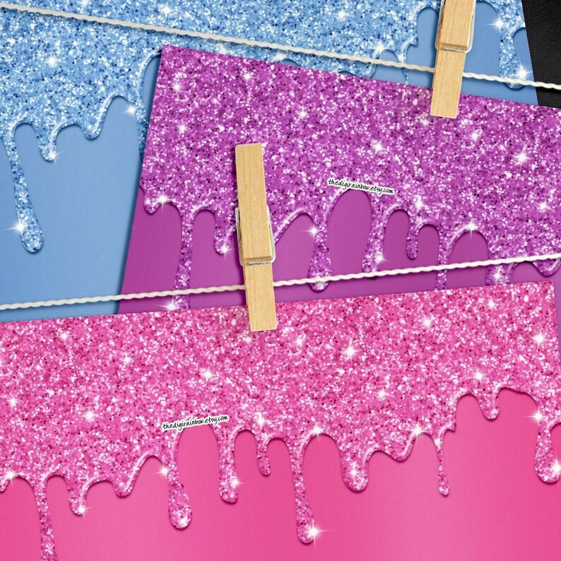SALE 100 Seamless Glitter Drips Digital Paper Rainbow Glitter Pattern ...
