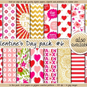 SALE Valentine's Day Digital Paper Valentine Day Gold Foil Print ...